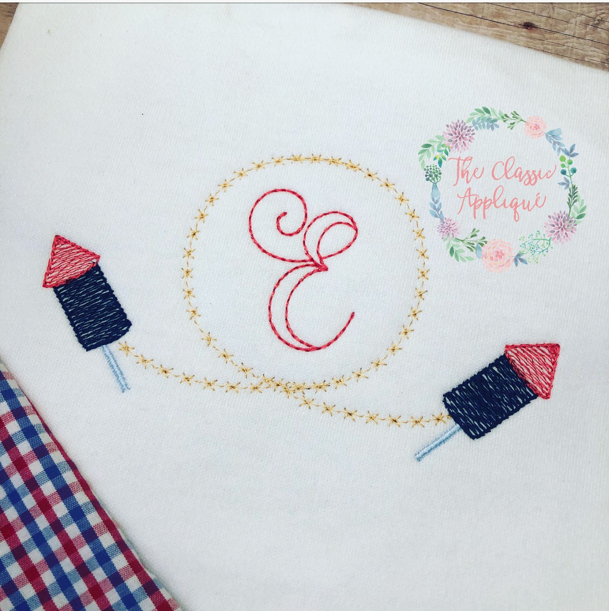 sketch fill and vintage stitch patriotic firework monogram frame for ...