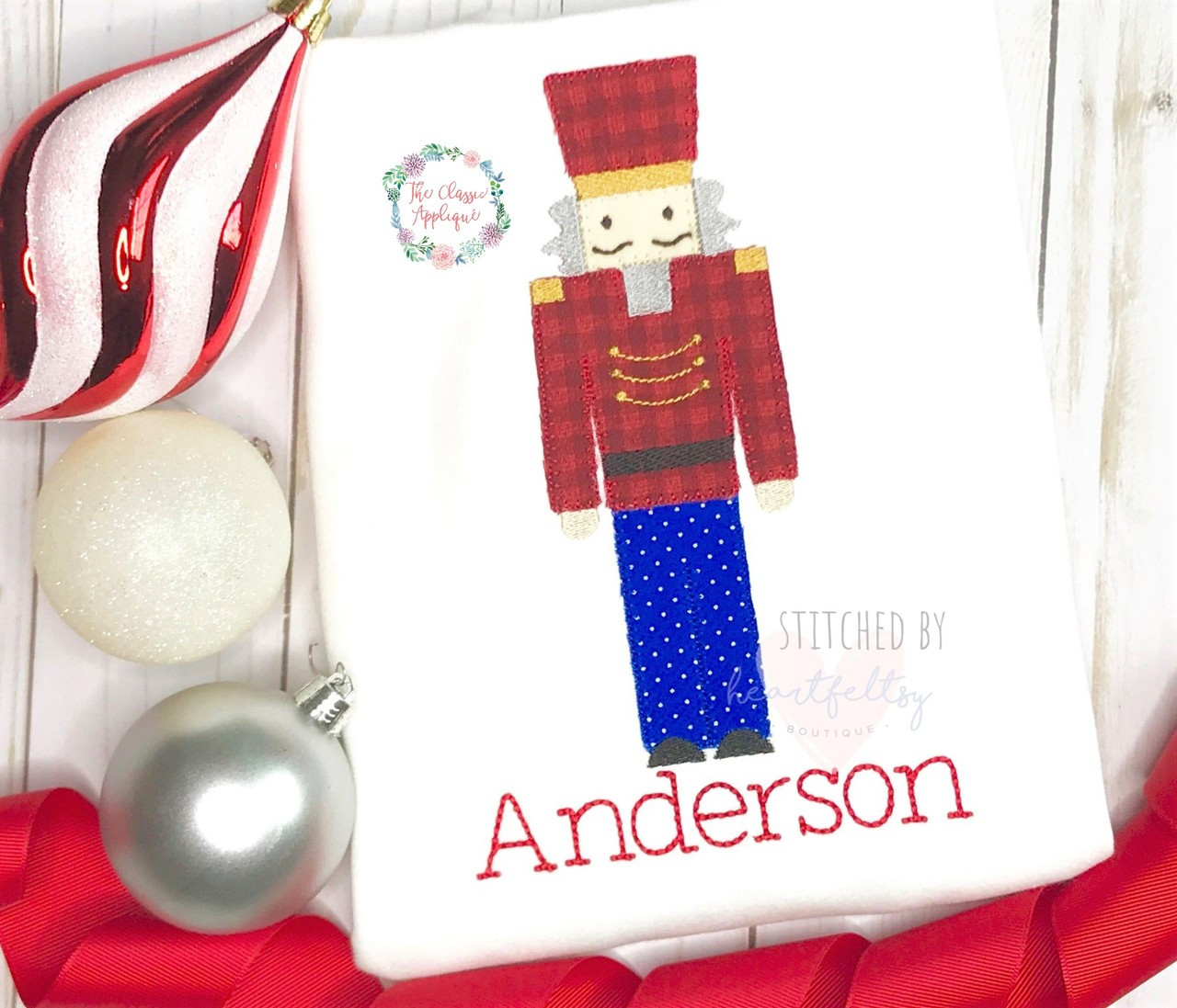 Christmas nutcracker boy blanket stitch vintage style applique machine ...