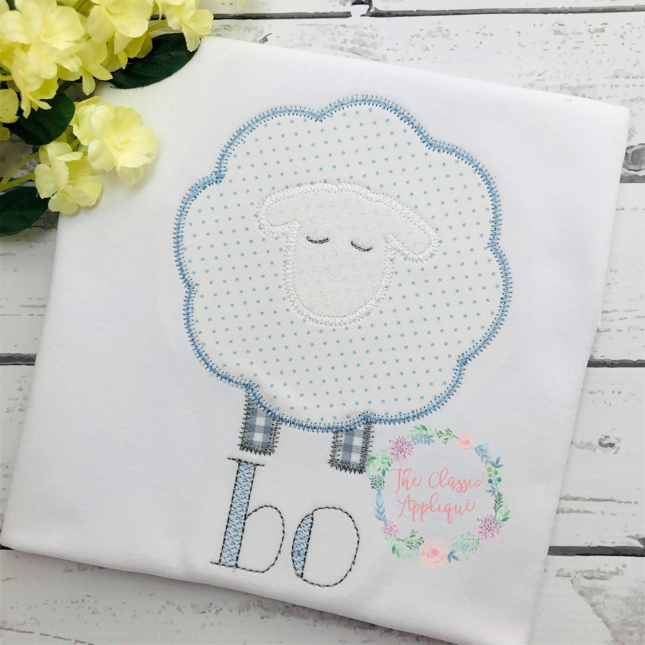 Easter lamb baby nursery zig zag applique machine embroidery design file