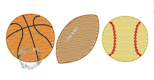 Build Your Own sports balls sketch fill, vintage stitch, quick stitch ...