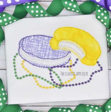 Mardi Gras moonpie bean stitch applique machine embroidery design file ...