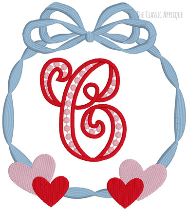 Ribbon bow with hearts for Valentine's Day girl monogram frame machine ...