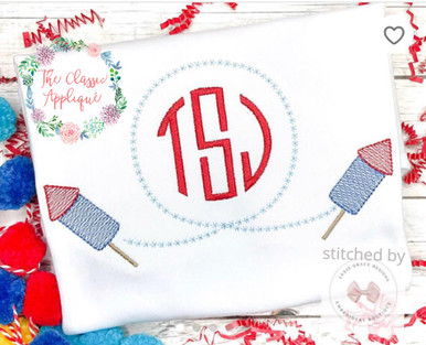 sketch fill and vintage stitch patriotic firework monogram frame for ...