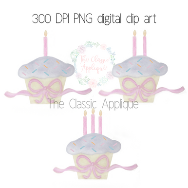 Watercolor Birthday Cupcakes - The Classic Applique