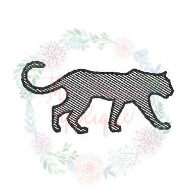 Panther animal sketch light fill quick stitch machine embroidery design ...