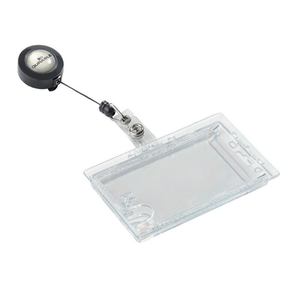 Durable Duo Security Pass Holder with Badge Reel Transparent (Pack of ...