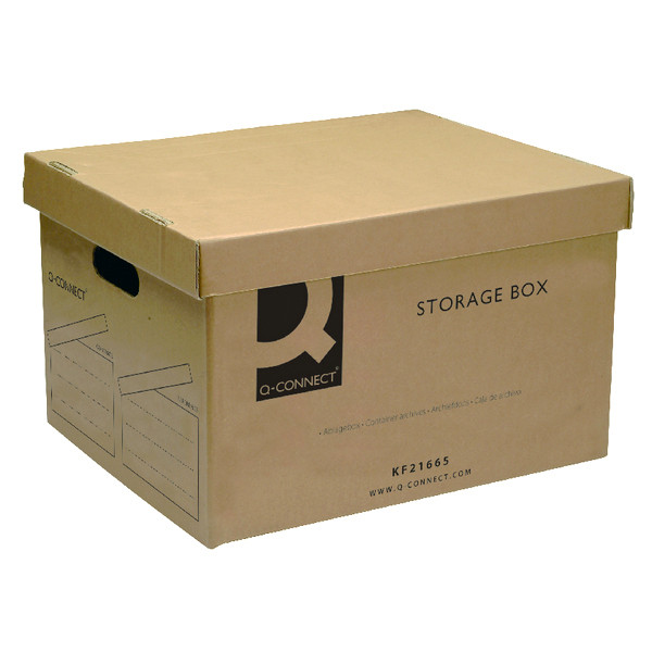 Q-Connect Brown Storage Box 335x400x250mm (Removable lid and cut out ...