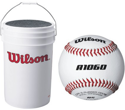 Wilson Bucket Combo 3 Dozen WTA1060 Baseballs WTA3948 Bucket with Logo