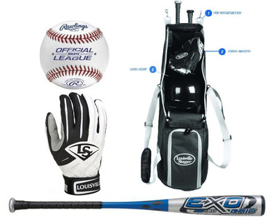 Louisville Slugger SLXEX Exogrid Senior League Baseball Bundle