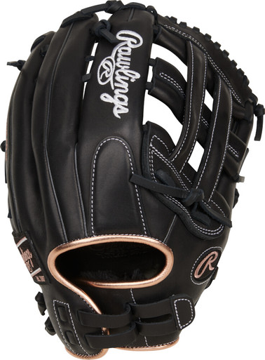 13 Inch Rawlings R9 Women’s Fastpitch Softball Glove - Black/Rose Gold