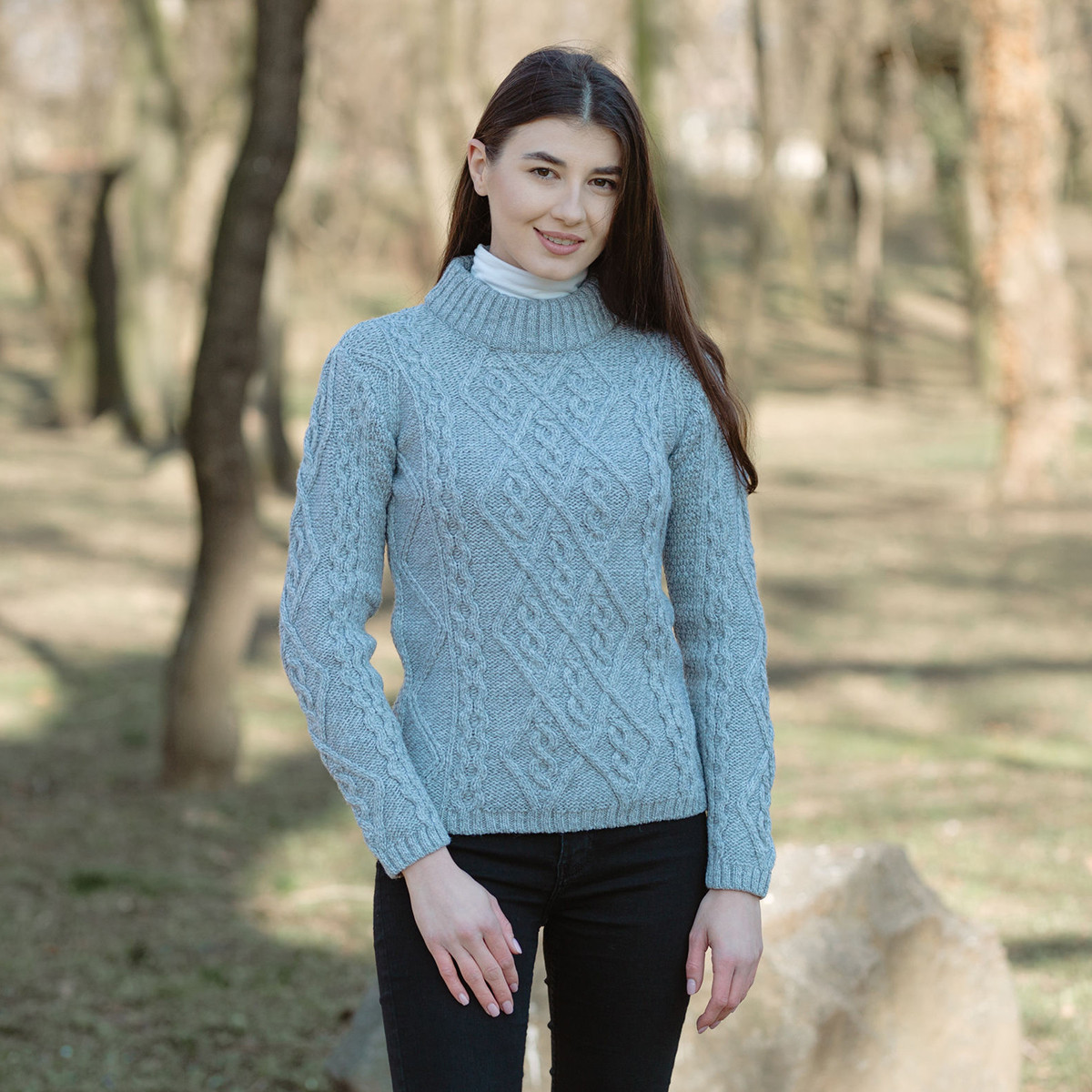 Ladies Aran Cable Knit Sweater | SAOL Knitwear