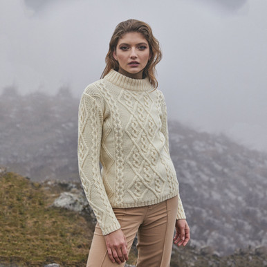 Ladies Aran Cable Knit Sweater | SAOL Knitwear