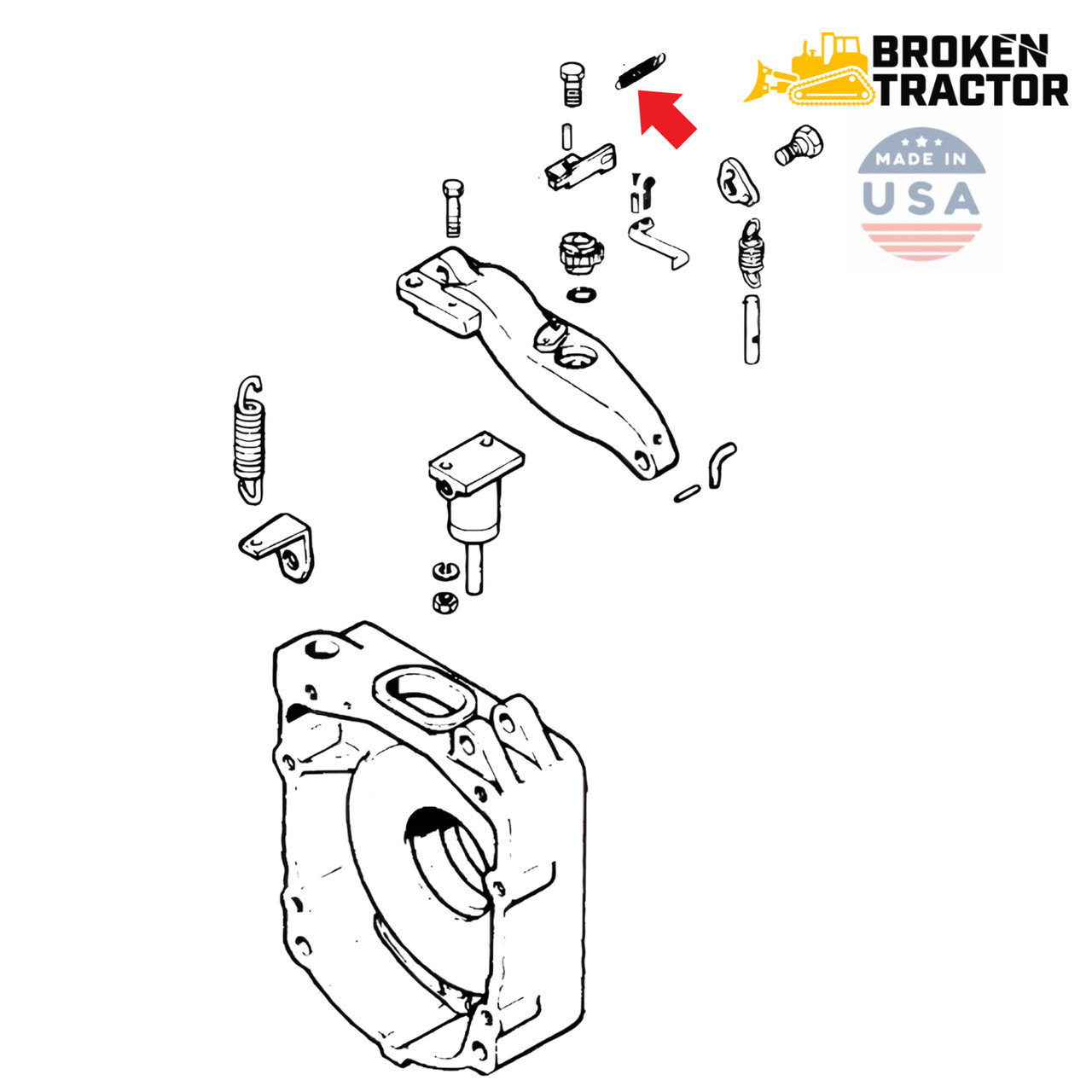 Brake Ratchet Rod Return Spring for Case Backhoes and Forkli