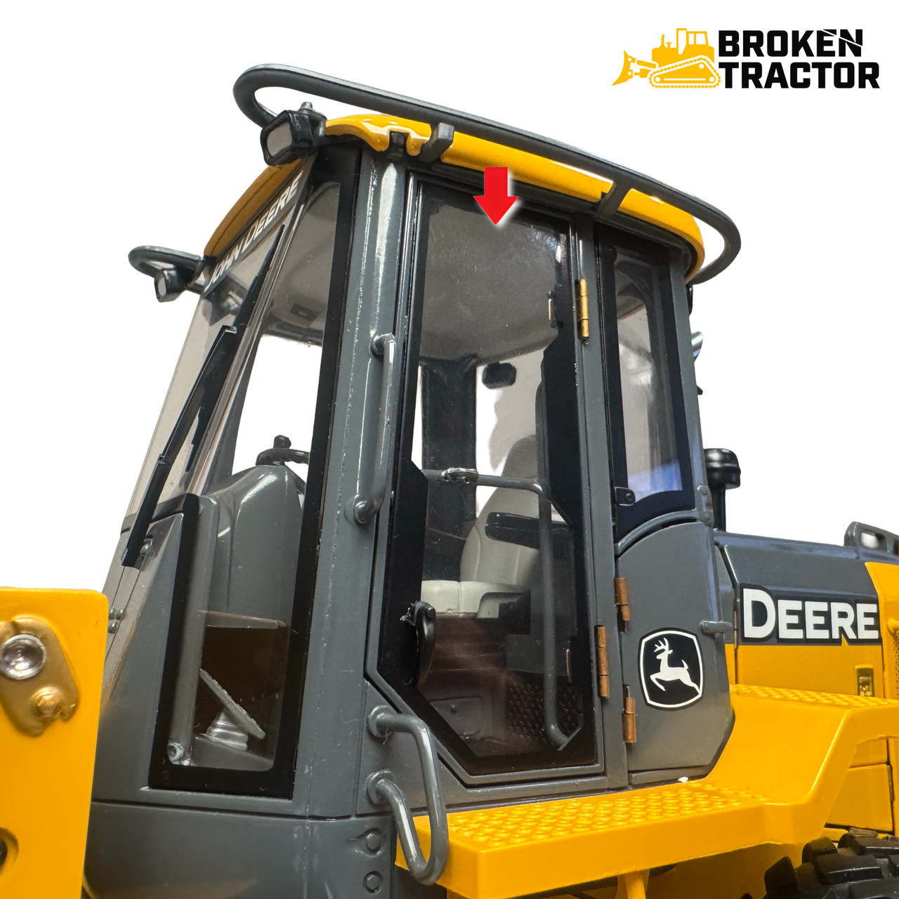 John Deere Loader Door Glass for 744H, 624H, 644J, 824J -- T