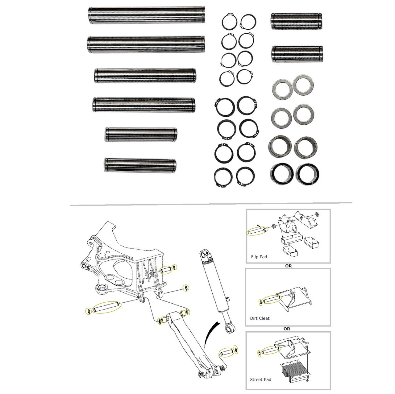 Case Backhoe Dirt Cleat Stabilizer and Outrigger Pin and Bus