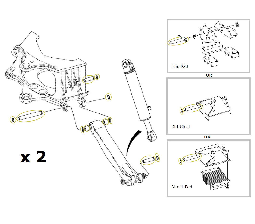 Case Backhoe Dirt Cleat Stabilizer and Outrigger Pin and Bus