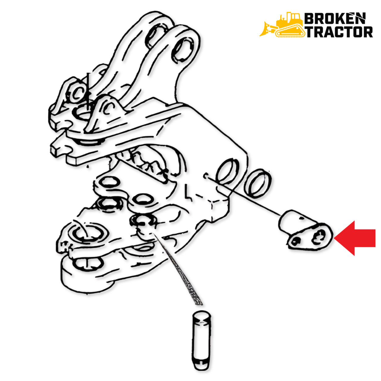 Boom to Swing Tower Pin for Case 580 Super K Backhoe | Broke