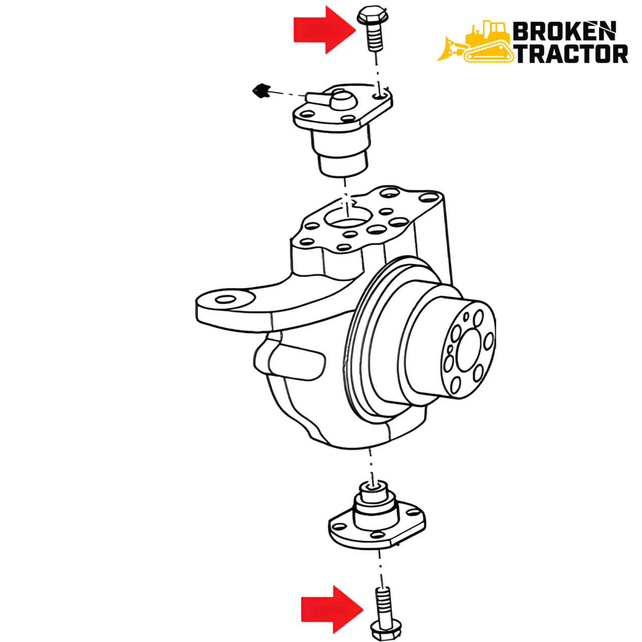 Case Front Axle King Pin Bolt, 4-Bolt Style | Broken Tractor