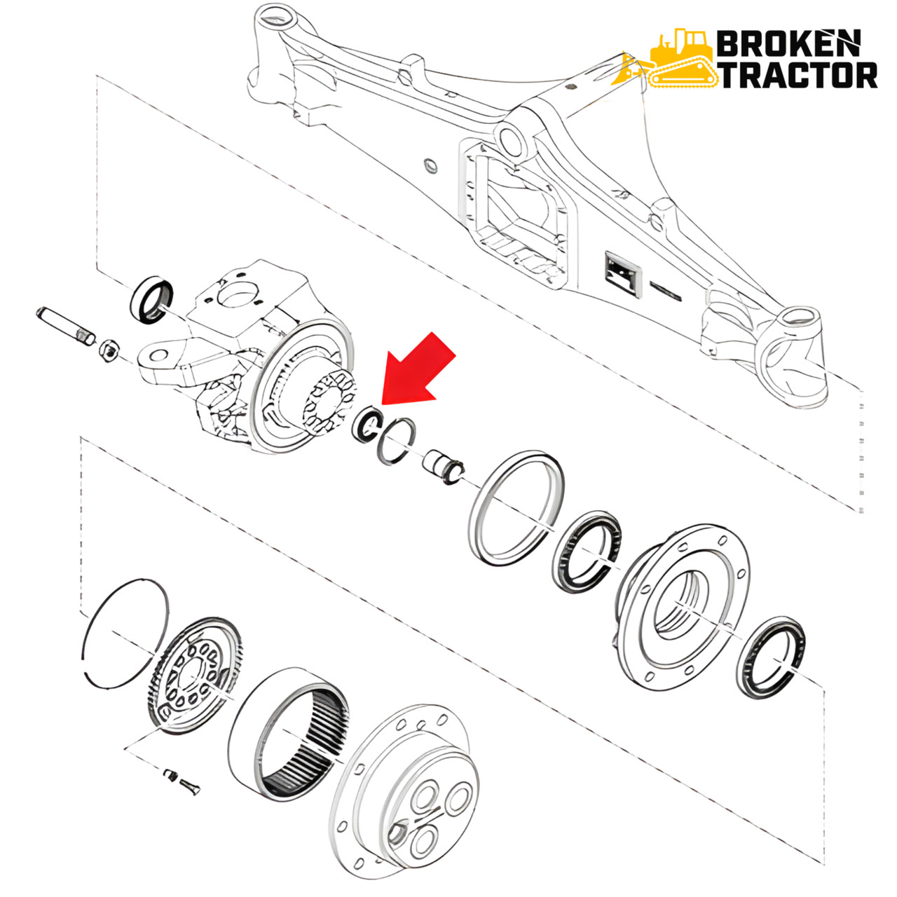 Case Front Axle Steering Knuckle Ball Bearing | Broken Tract