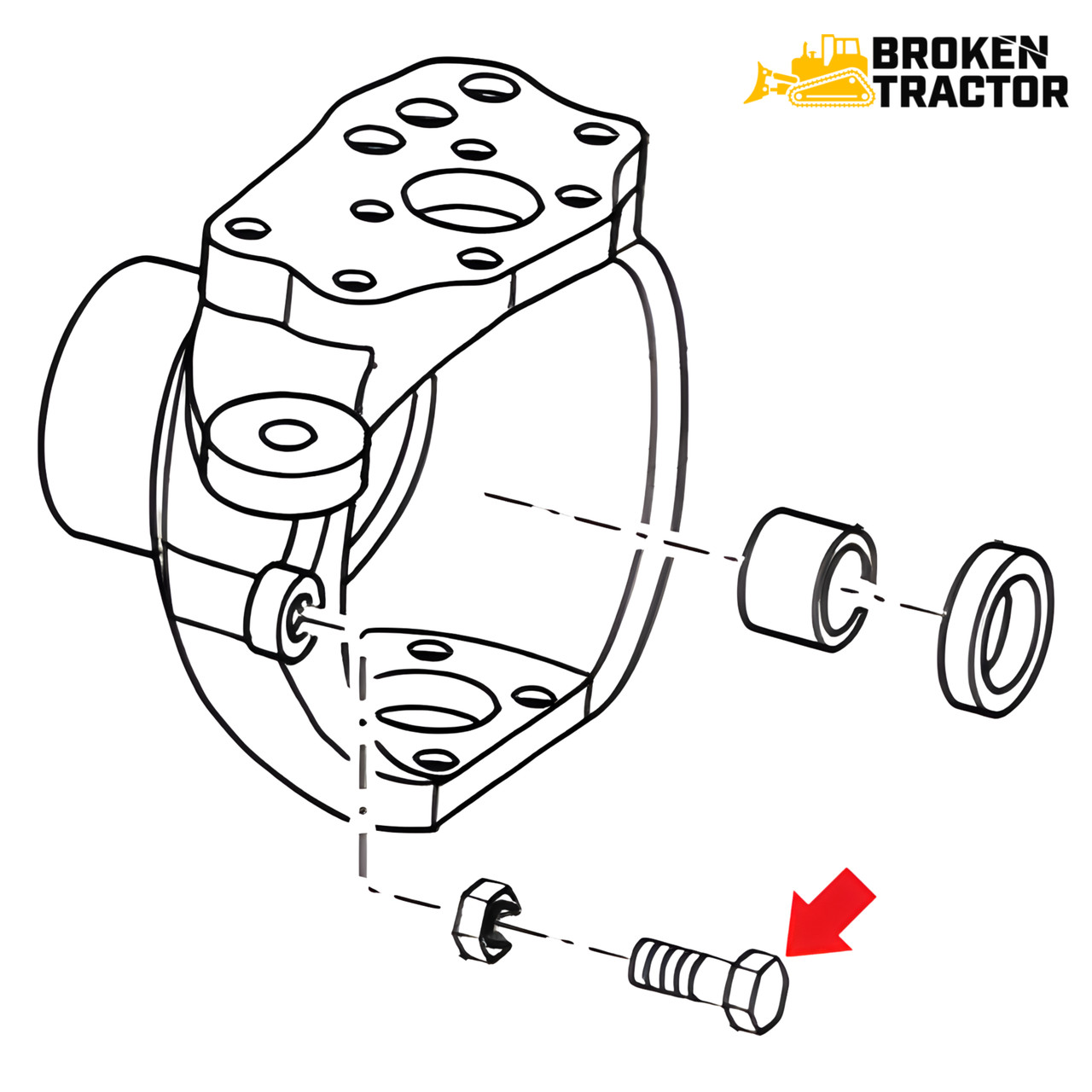 Case Backhoe Steering Knuckle Radius Adjustment Screw, 3-Bol