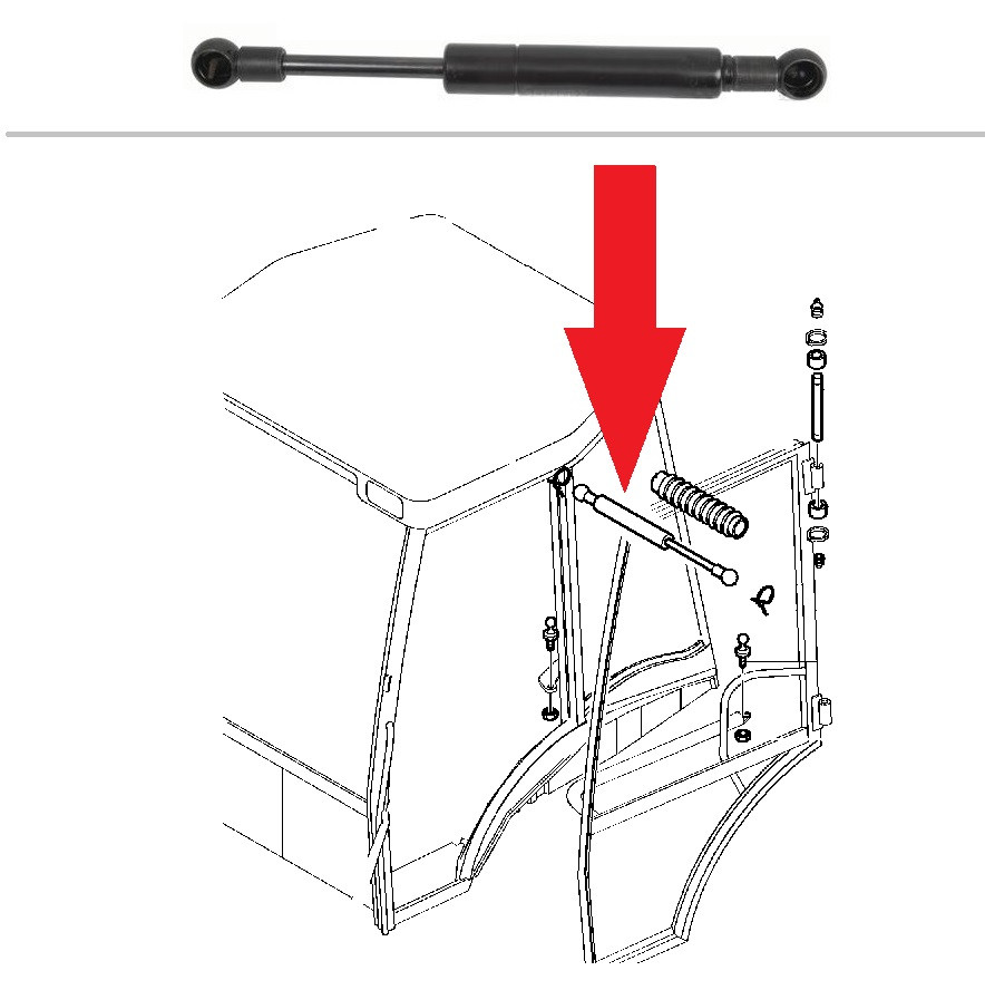 New Holland Backhoe Cab Door Shock -- 81867743 | Broken Trac