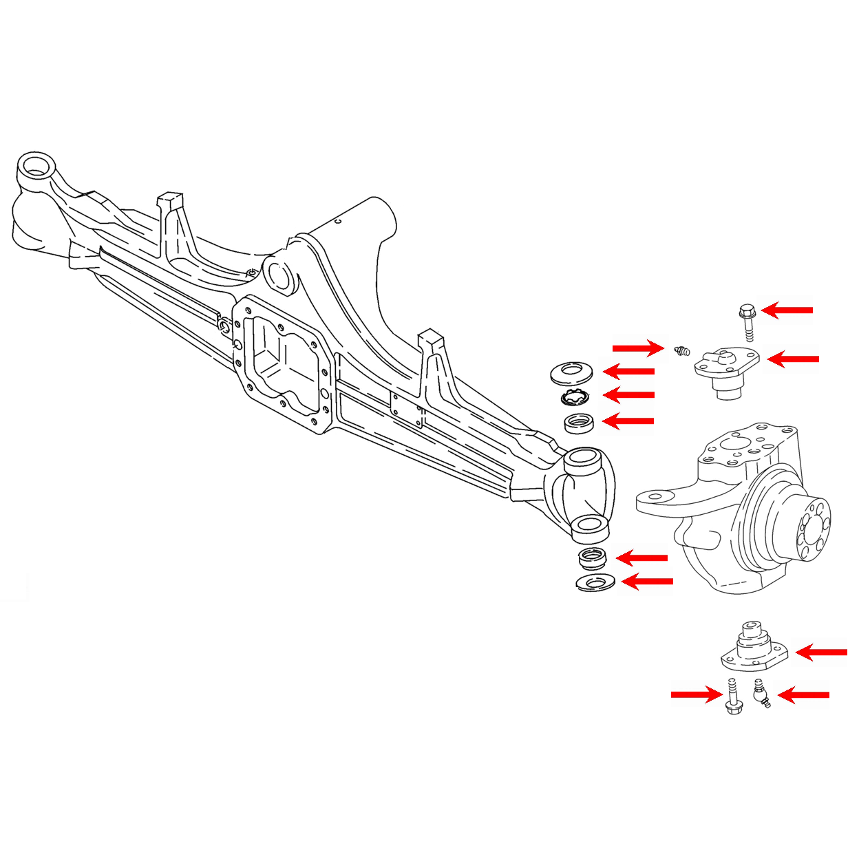Case 4WD Front Axle King Pin Kit for Carraro 2616 Axles | Br
