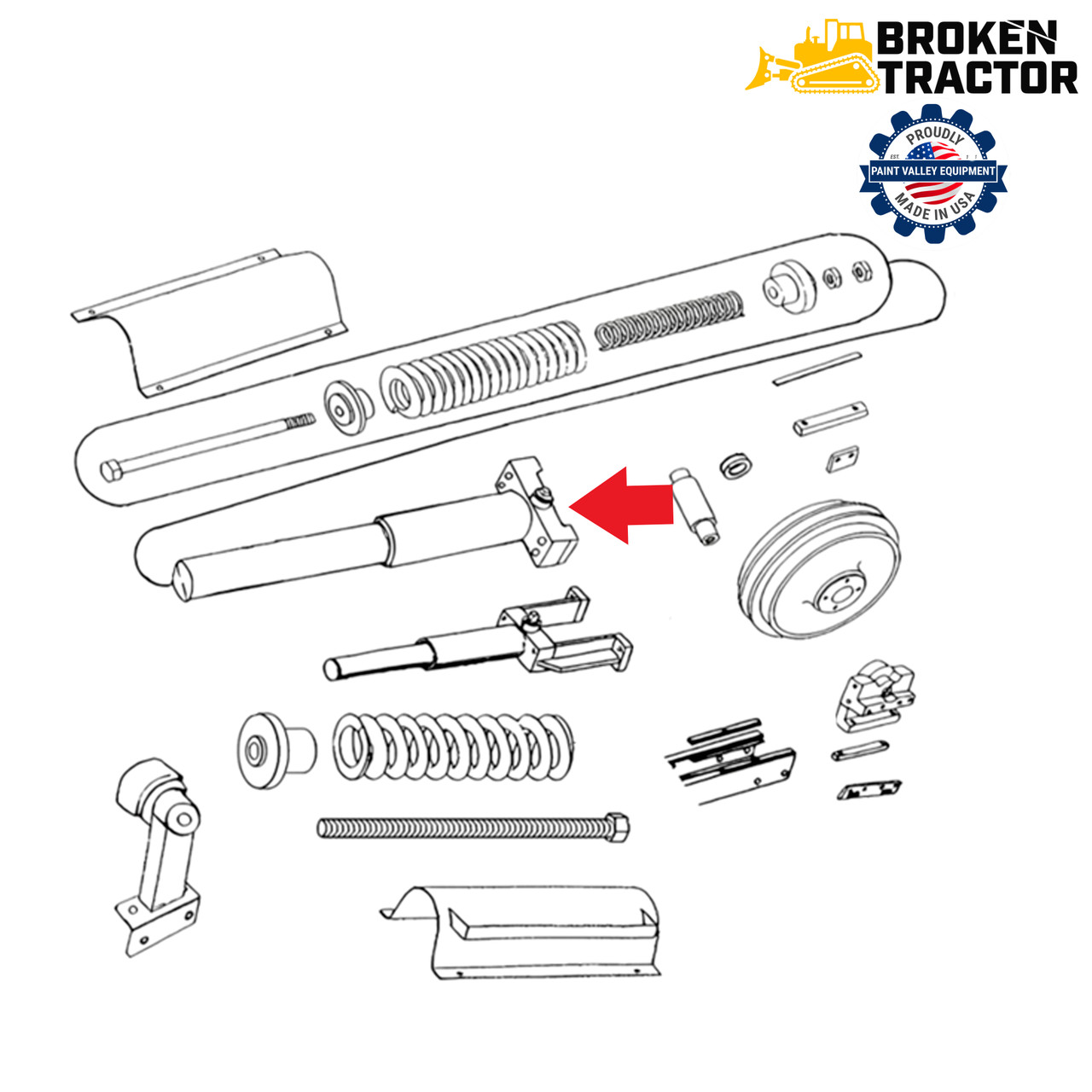 JD 450B–555B Track Adjuster (5 Rollers) PV301 | Broken Tract