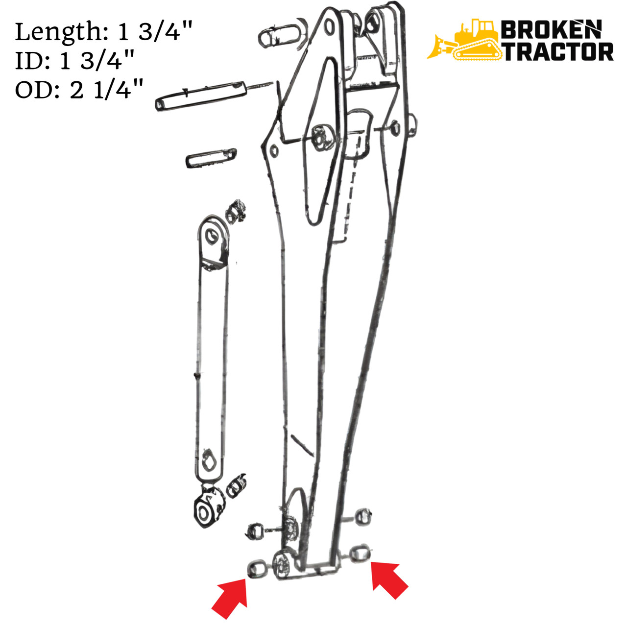 John Deere Backhoe Dipper Arm at Bucket Bushing -- T34301