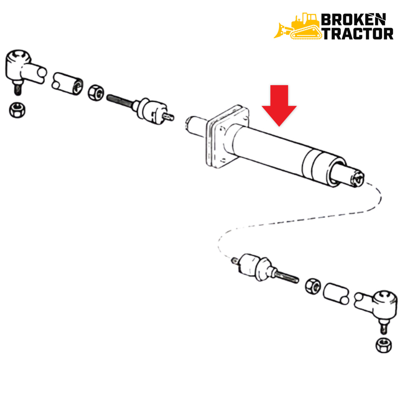 Case Power Steering Cylinder | 144458A1 | Broken Tractor