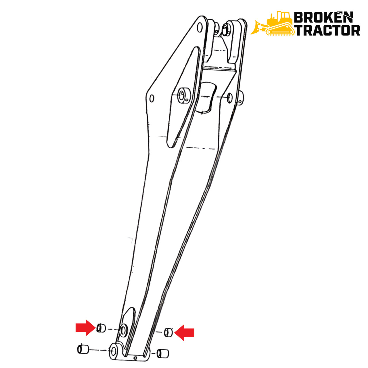 John Deere Backhoe Dipper Stick and H-Link Bushing | Broken