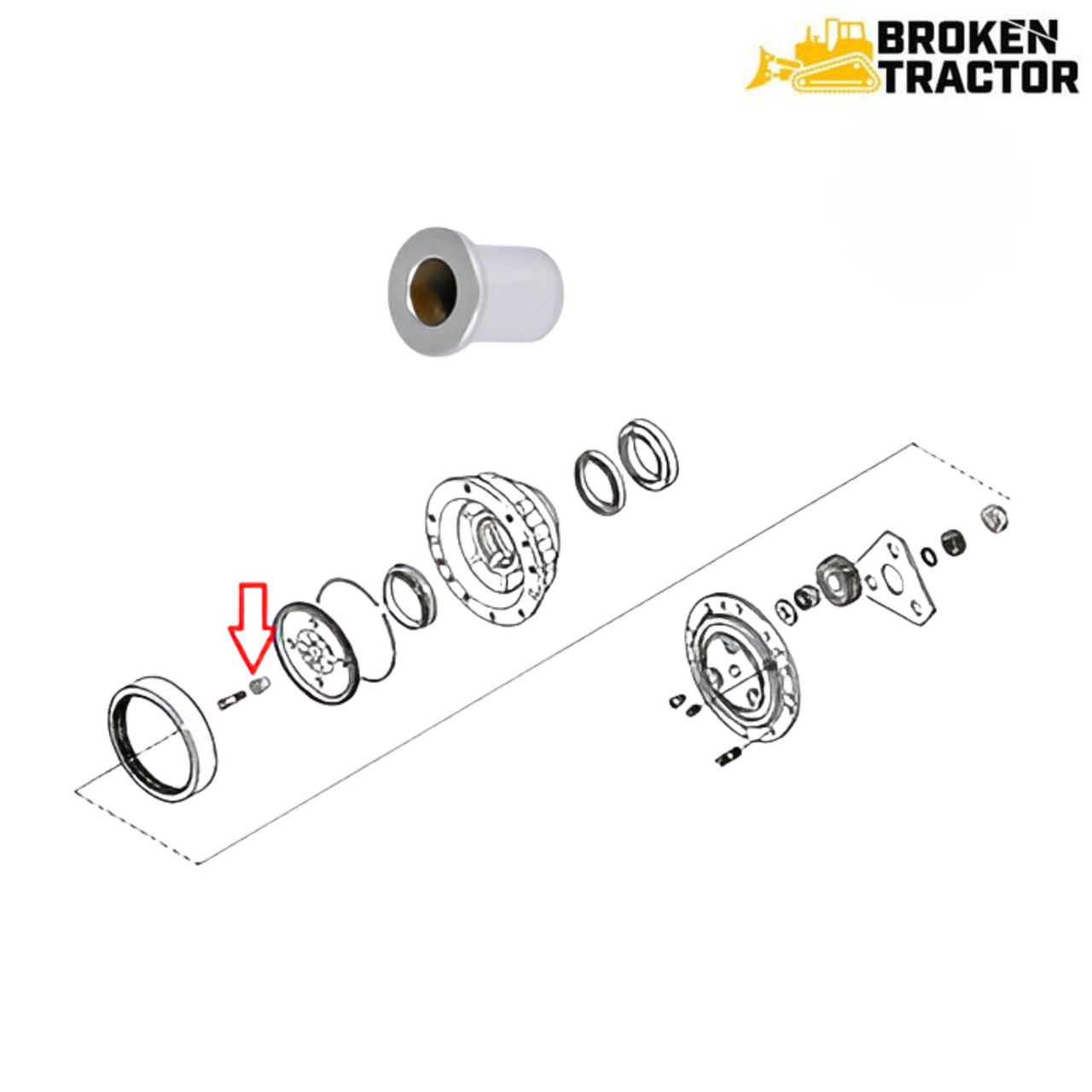4x4 Front Drive Hub 20mm Bushing New Holland LB75, LB90, LB1