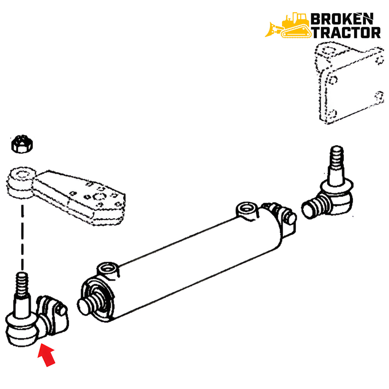 Power Steering Cylinder Tie Rod End for John Deere Backhoes