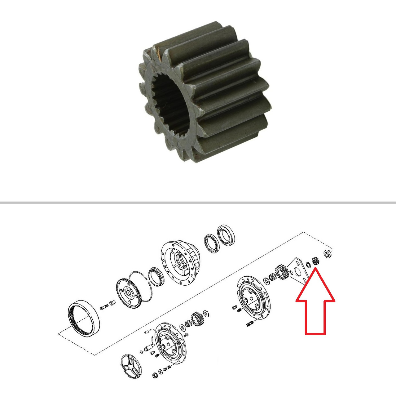 Case Backhoe Front Axle Planetary Sun Gear -- K395114 | Brok
