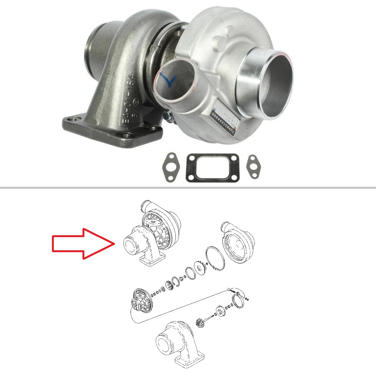 Case Skid Steer Loader Turbo Charger -- J802908 | Broken Tra
