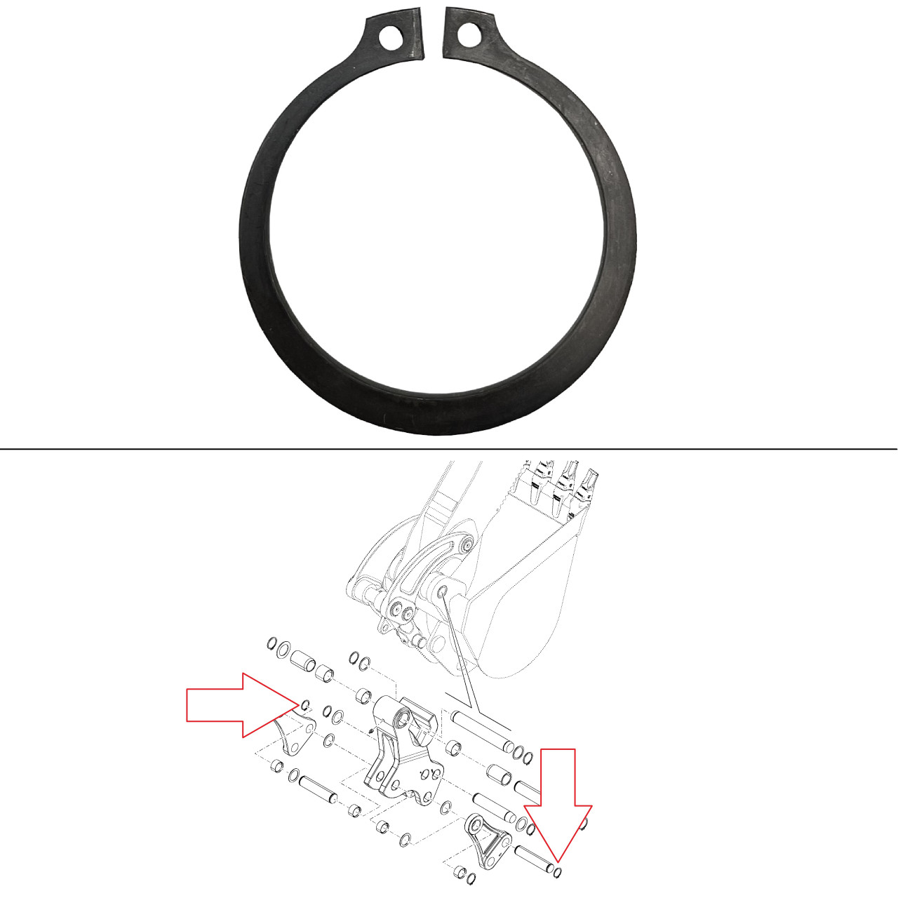 Snap Ring for 45 mm Pin on Case 580N, 580SN, 590SN | Broken