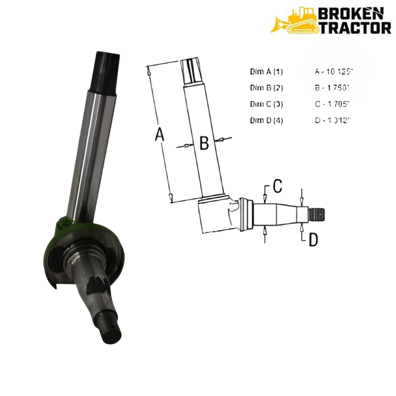 JD 4-Spline Spindle | Broken Tractor | AT33636