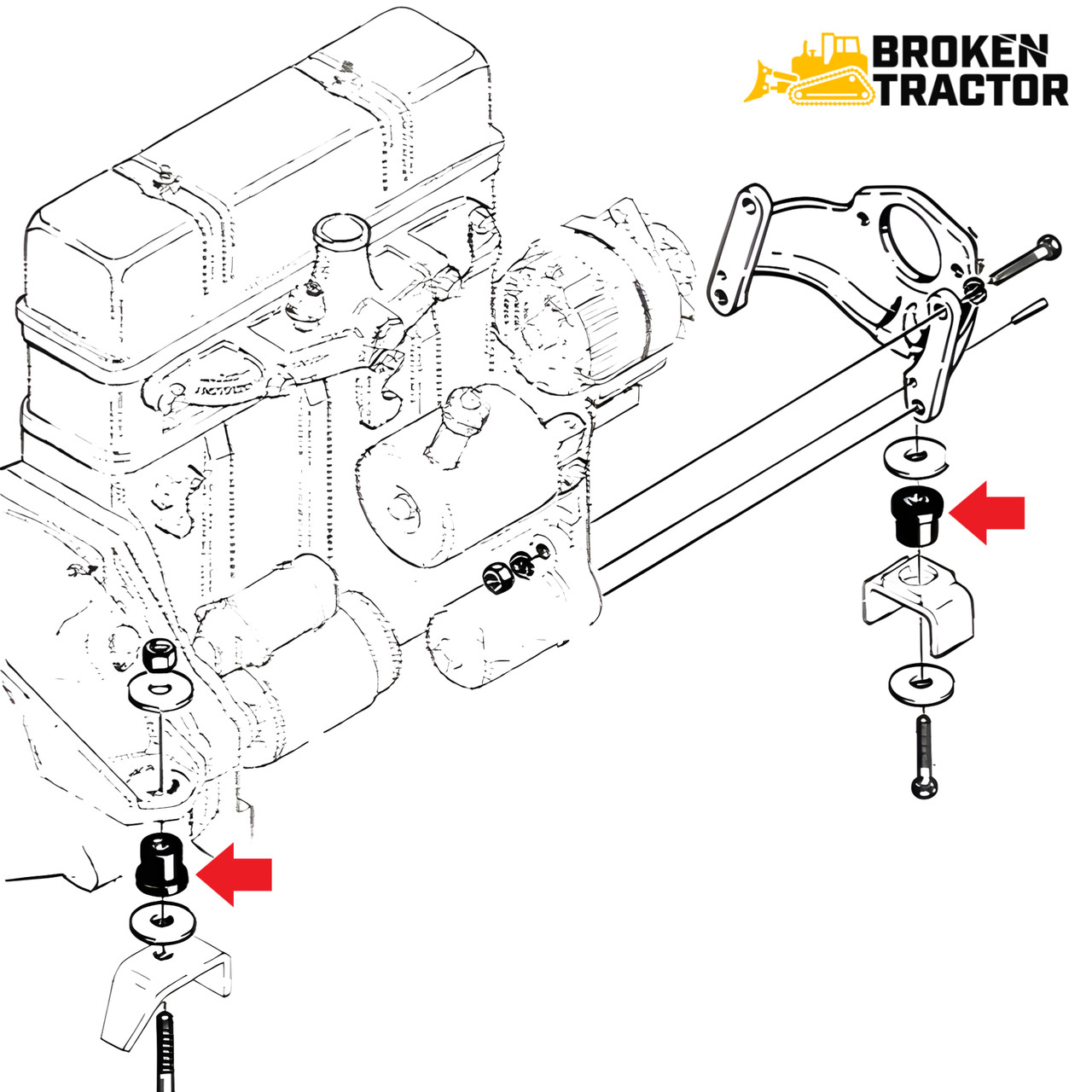 Case Backhoe Engine Motor Mount Kit | Broken Tractor