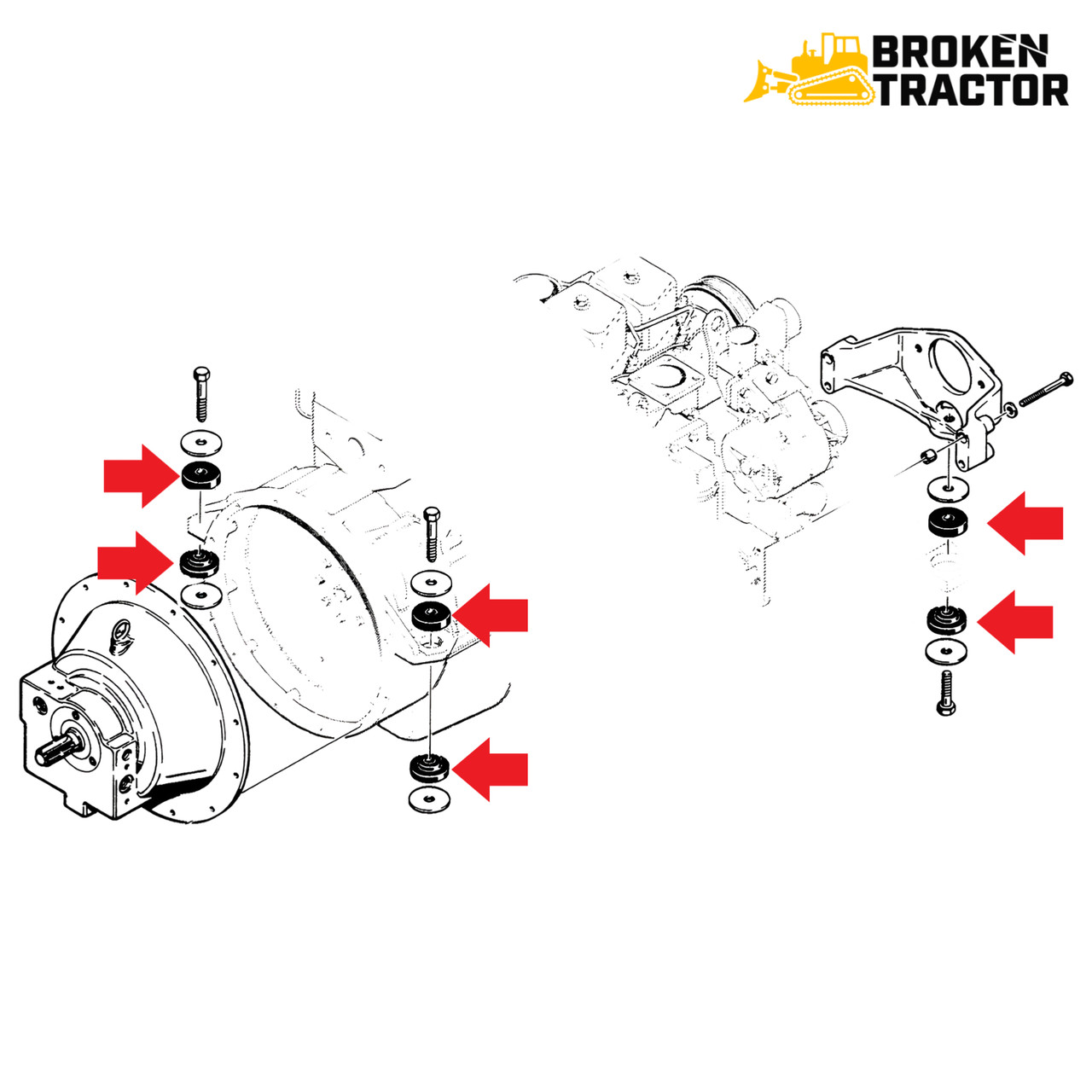 Case Engine Motor Mount Kit | Broken Tractor | R48416, R49482