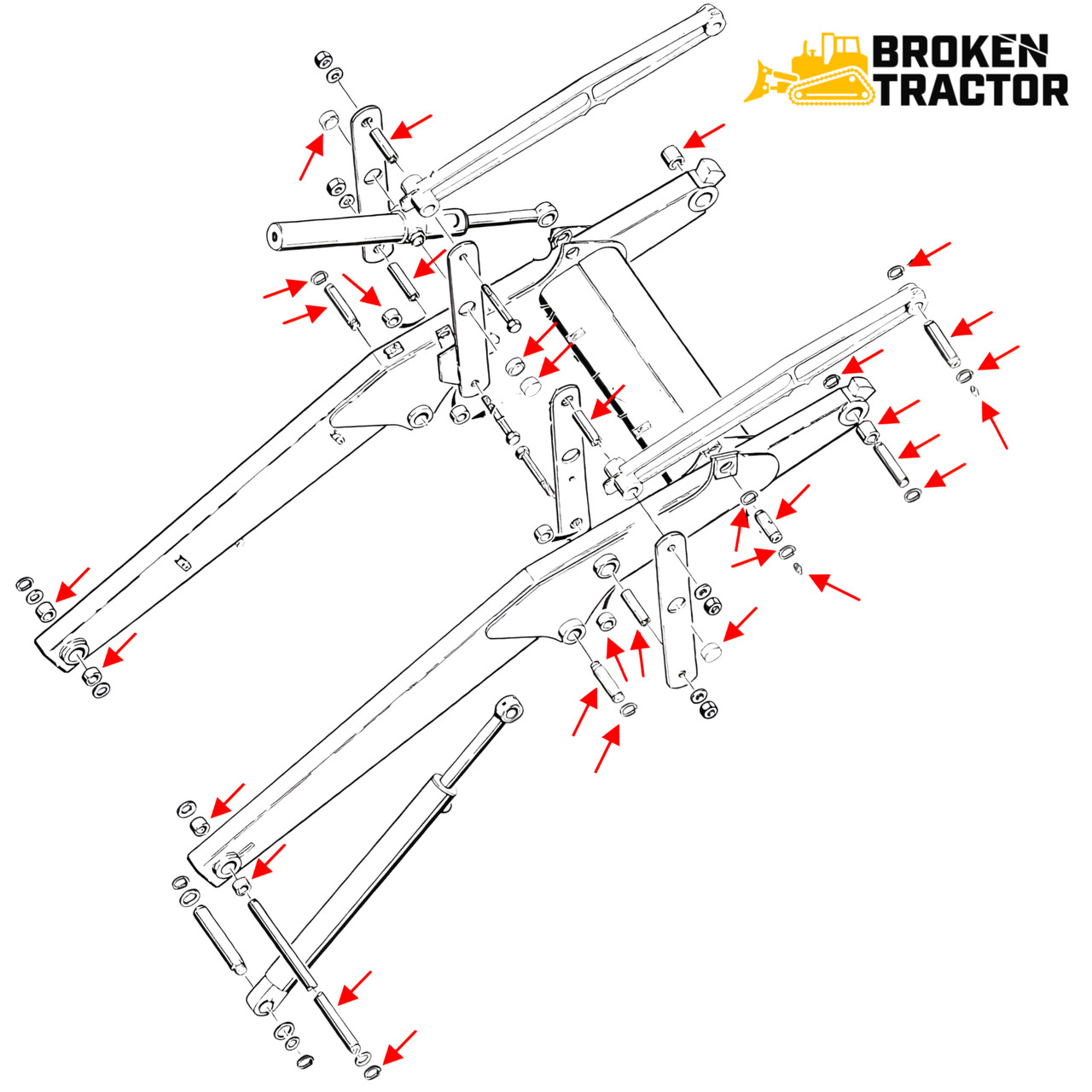 Case Front Loader Pin and Bushing Rebuild Kit | Broken Tract