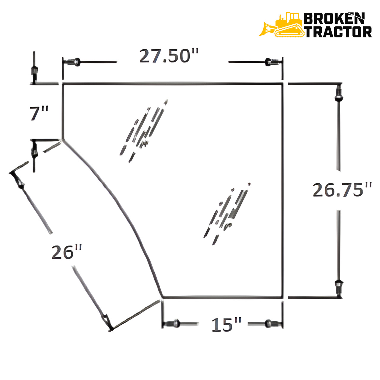 Lower Cab Door Glass | Broken Tractor | T165336