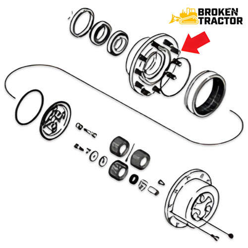 New Holland Backhoe 4WD Front Axle Hub with Studs | LB75, B9