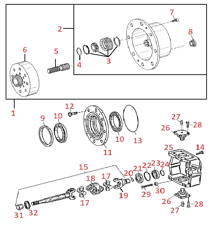 Planetary Front Axle Parts 210C-410G | Broken Tractor