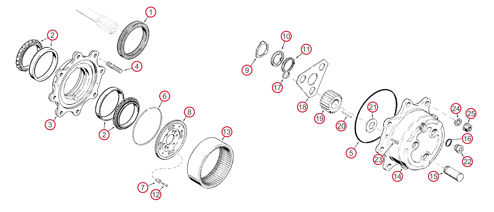 Case Backhoe Front Axle Hub and Planetary Parts
