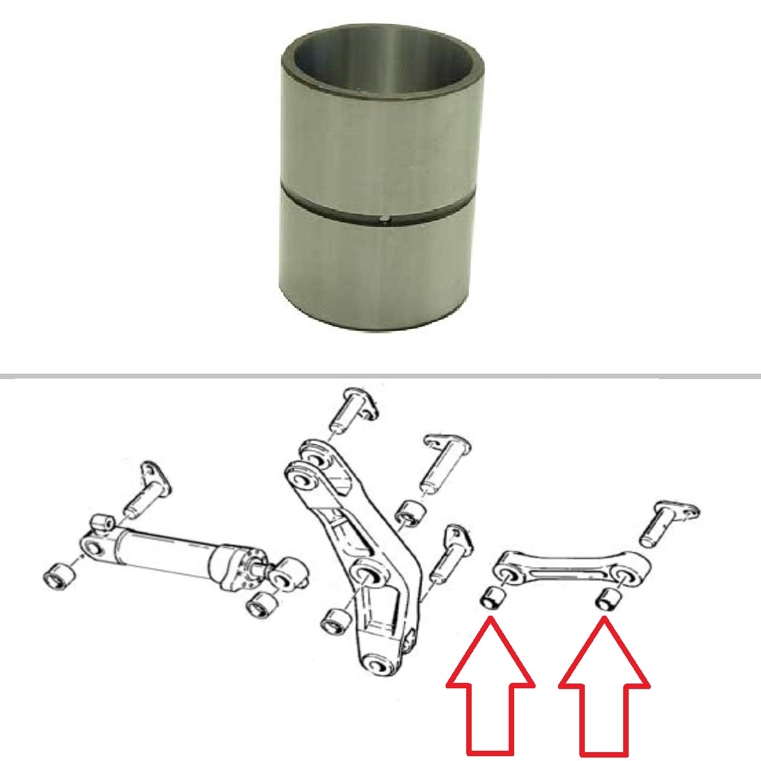 John Deere 544H, 544J, 544K Wheel Loader Bellcrank, Pins and Bushings