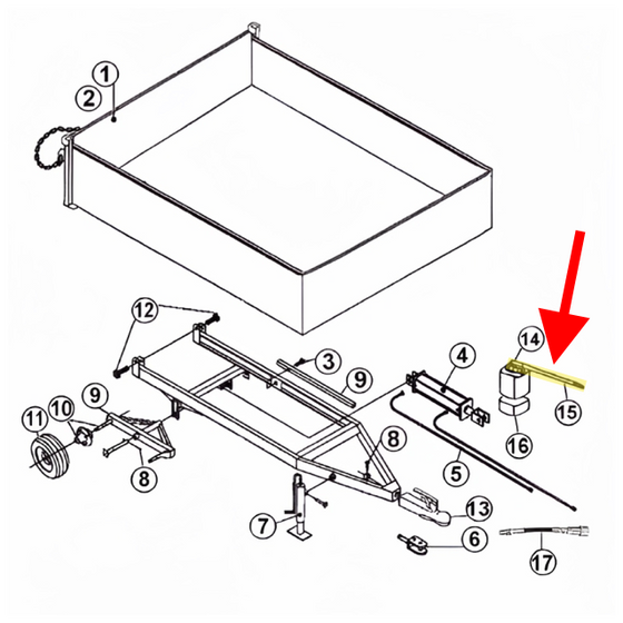 King Kutter Dump Trailer Lever/Handle - Manual Pump -- 93054