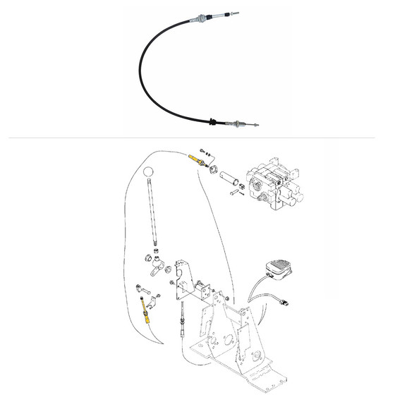 Case Backhoe Auxiliary Hydraulic Control Cable -- 96481C2