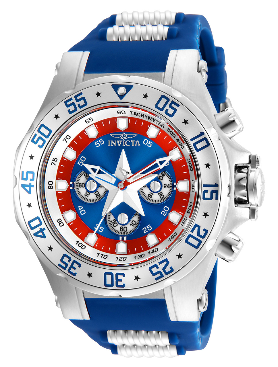 Invicta Men's 25689 Marvel Quartz Chronograph Dark Red, Blue Dial Watch