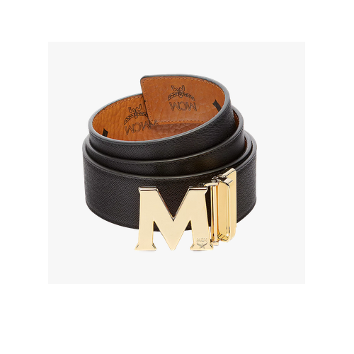 MCM Claus Reversible Belt - Cognac, Gold Buckle MXBAAVI03CO001 ...
