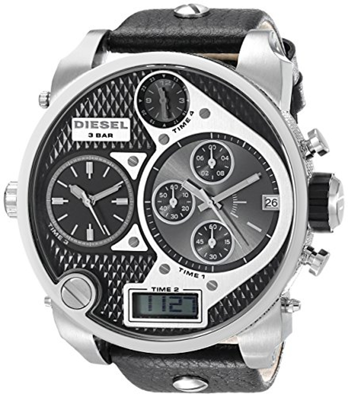 Diesel Men's DZ7125 Black SBA Oversized Analog-Digital Black and Silver ...