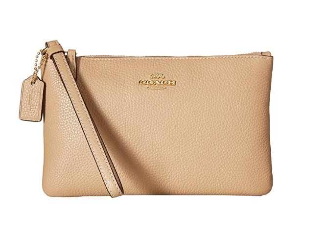 COACH Women s Polished Pebble Small Wristlet Dk Heather Grey One Size COACH Women s Polished Pebble Small Wristlet Dk Heather Grey One Size